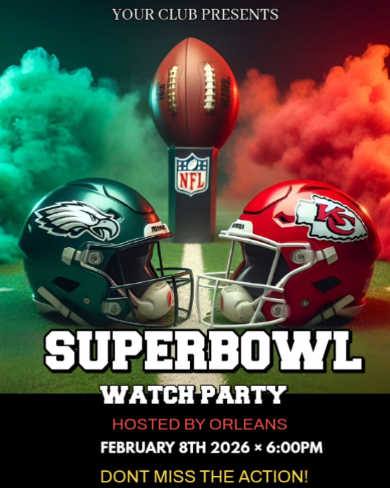 Plantilla de Black 3d Superbowl Watch Party Instagram Portrait ...