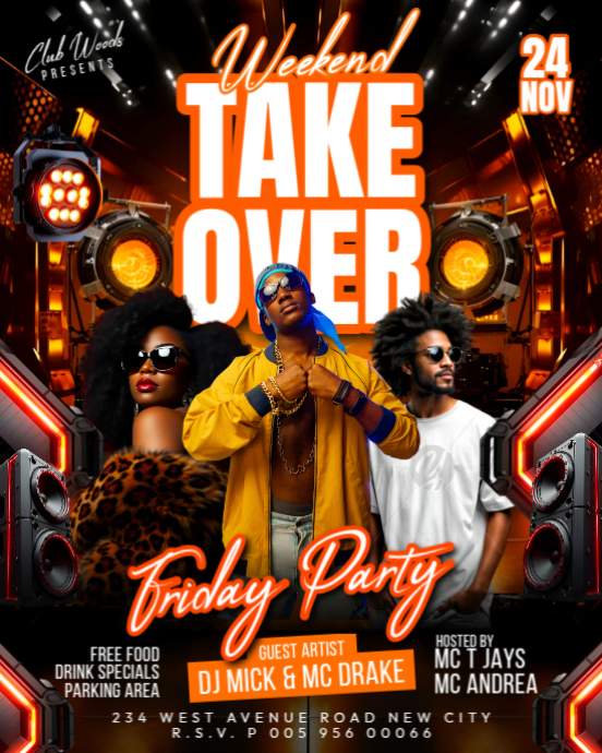 Black 3d Takeover Friday Weekend Night Club Disco Dj Live Mix Music ...