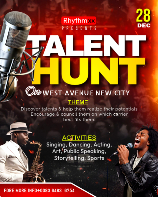 Black 3d Talent Show Skills Performance Contest Dancing Singing ...