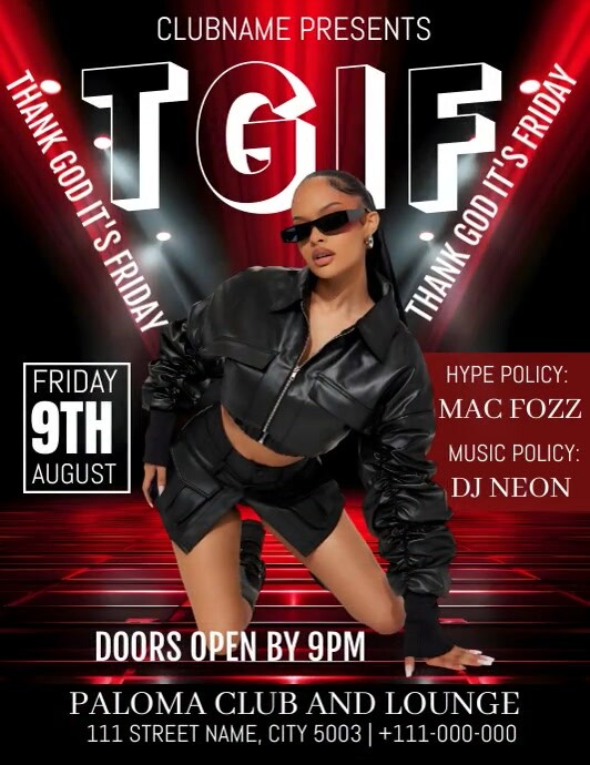 Copy of Black 3d Tgif Night Party Flyer (us Letter) | PosterMyWall