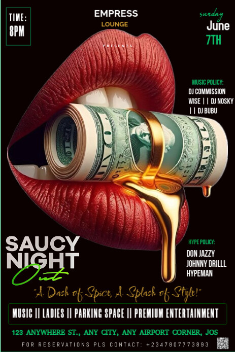 Black 3d This Electrifying And Stylish Party Flyer Titled "saucy Night ...