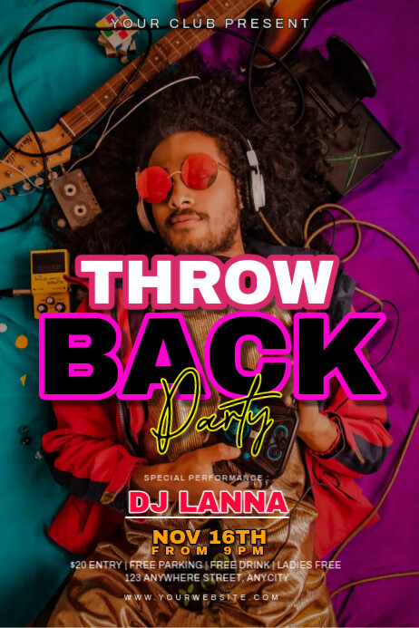 Plantilla de Black 3d Throw Back Party Poster | PosterMyWall