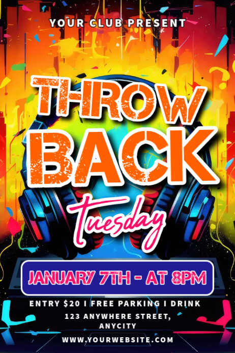 Black 3d Throw Back Tuesday Poster Template | PosterMyWall