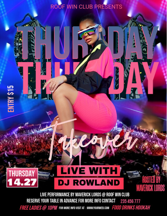 Modèle Black 3d Thursday Dj Takeover Flyer (us Letter) | PosterMyWall