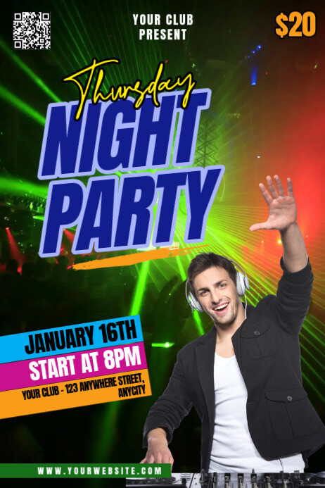 Plantilla de Black 3d Thursday Night Party Poster | PosterMyWall