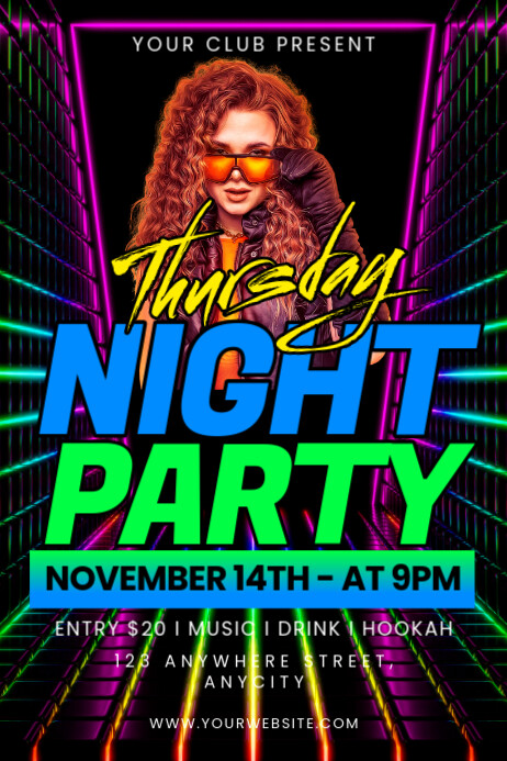 Modèle Black 3d Thursday Night Party Poster | PosterMyWall