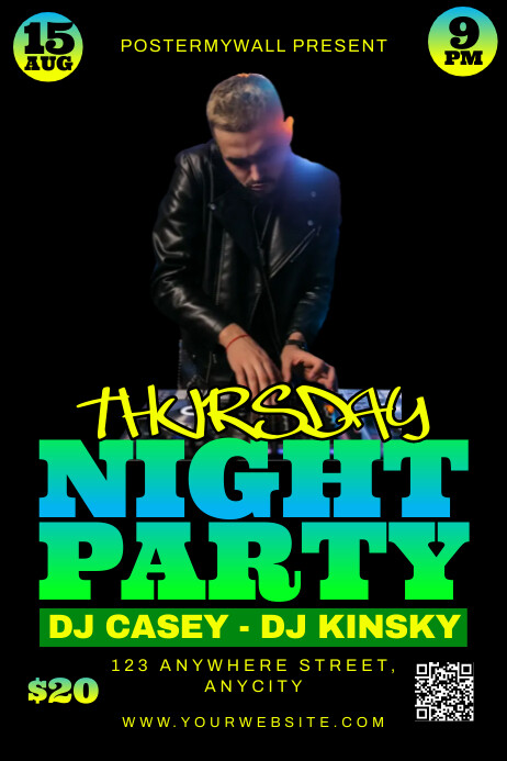 Modèle Black 3d Thursday Night Party Poster | PosterMyWall