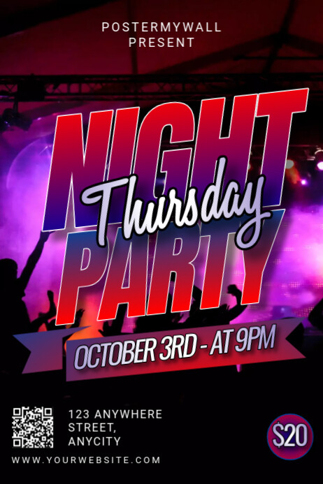 Black 3d Thursday Night Party Poster Template | PosterMyWall