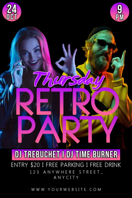 Plantilla de Black 3d Thursday Retro Party Poster | PosterMyWall