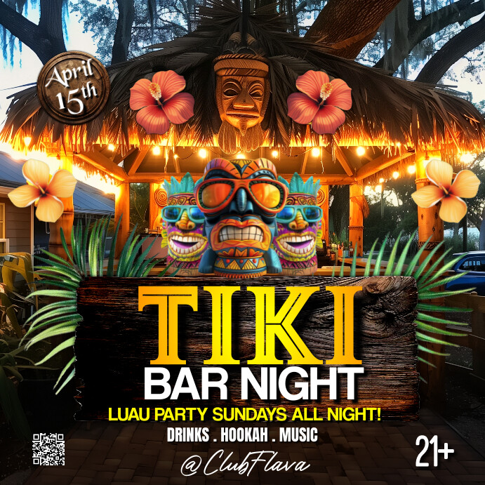 Modèle Black 3d Tiki Bar Instagram Post | PosterMyWall