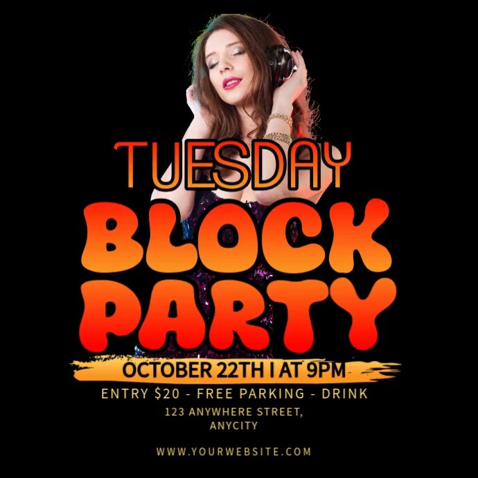 Copy of Black 3d Tuesday Block Party Pos Instagram | PosterMyWall