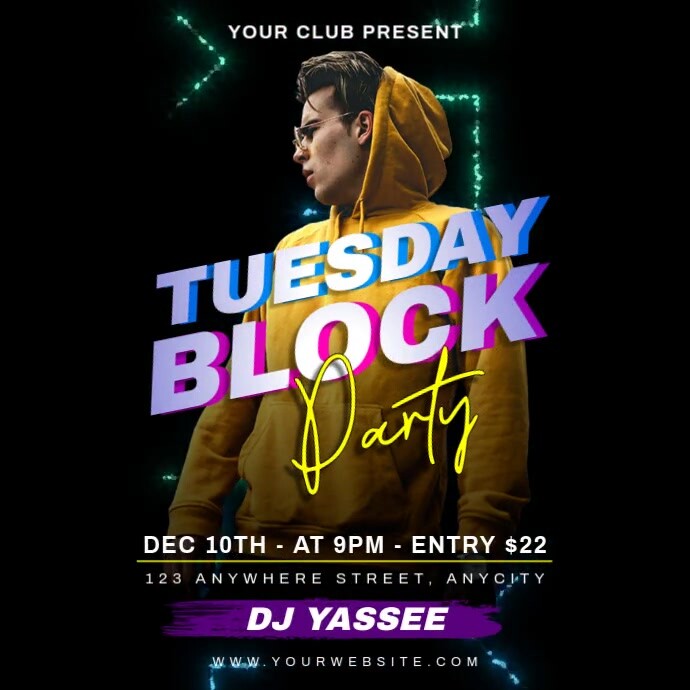 Plantilla de Black 3d Tuesday Block Party Pos Instagram | PosterMyWall