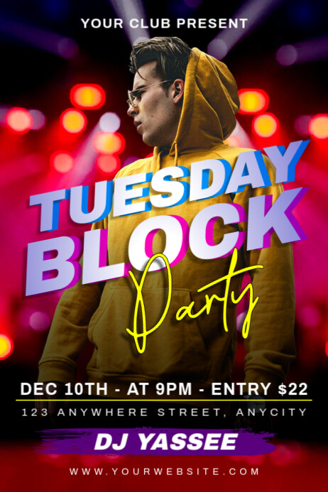 Plantilla de Black 3d Tuesday Block Party Poster | PosterMyWall