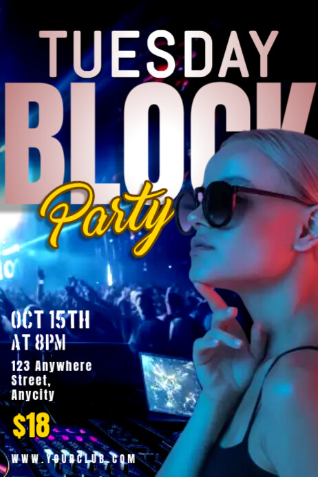 Plantilla de Black 3d Tuesday Block Party Poster | PosterMyWall