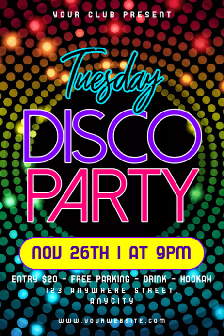 Black 3d Tuesday Disco Party Poster Templat | PosterMyWall