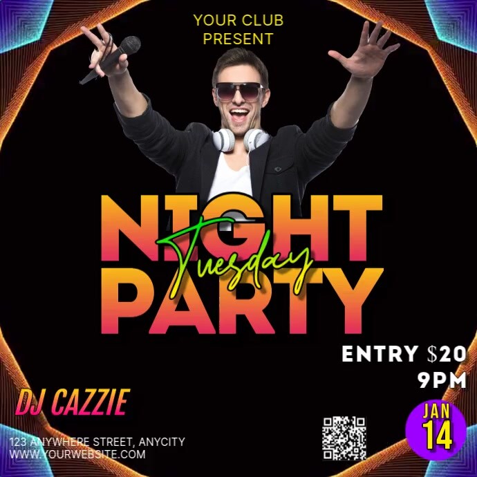 Black 3d Tuesday Night Party Pos Instagram Template | PosterMyWall