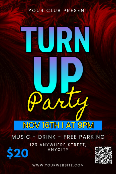 Black 3d Turn Up Party Poster Template | PosterMyWall