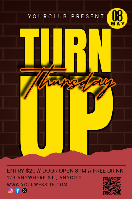 Black 3d Turn Up Thursday Poster Template | PosterMyWall