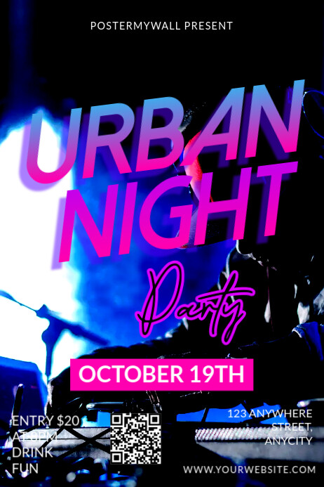 Black 3d Urban Night Party Poster Template | PosterMyWall