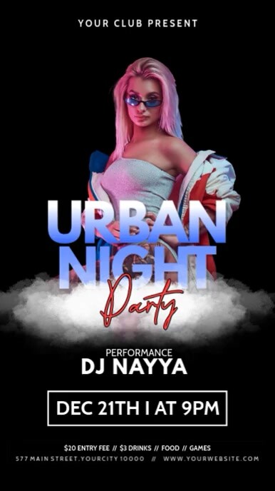 Black 3d Urban Night Party Reel Instagram Template | PosterMyWall