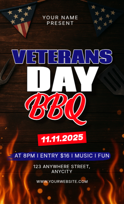 Plantilla de Black 3d Veterans Day Bbq Us Legal | PosterMyWall