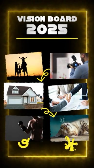 Black 3d Vision Board 2025 Reel Instagram Template | PosterMyWall