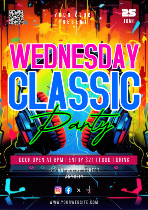 Black 3d Wednesday Classic Party A1 Template | PosterMyWall