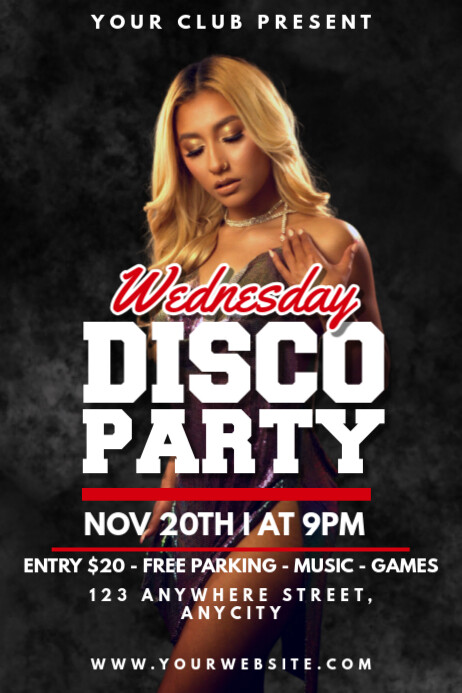 Copy of Black 3d Wednesday Disco Party Poster | PosterMyWall