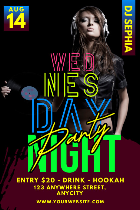 Black 3d Wednesday Night Party Poster Template | PosterMyWall