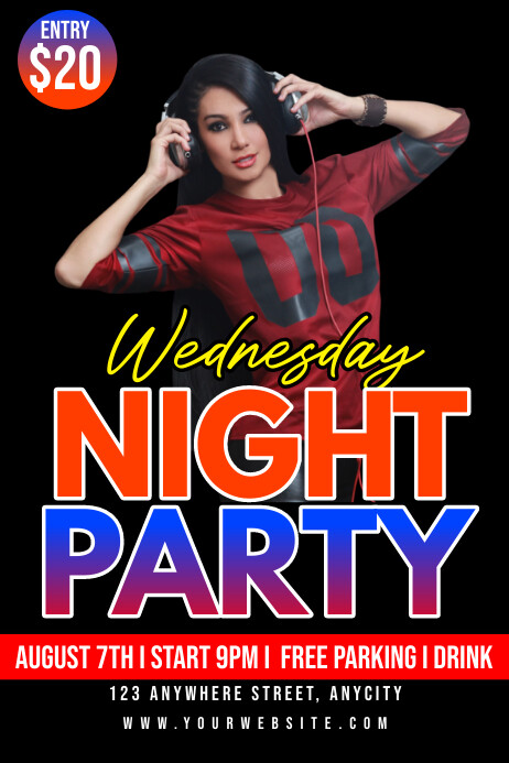Copy of Black 3d Wednesday Night Party Poster | PosterMyWall