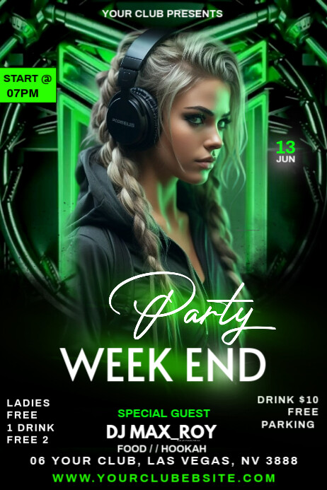 Black 3d Weekend Party Poster Template | PosterMyWall
