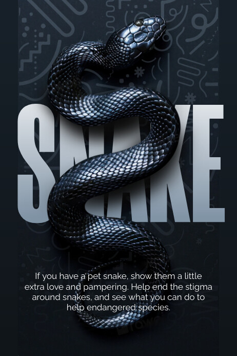 Plantilla de Black 3d World Snake Day Poster | PosterMyWall