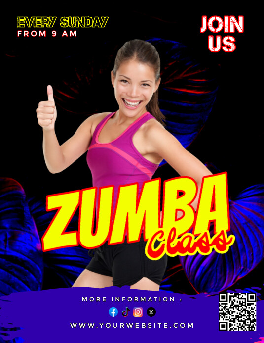Copy of Black 3d Zumba Classes Pamflet (letter As) | PosterMyWall