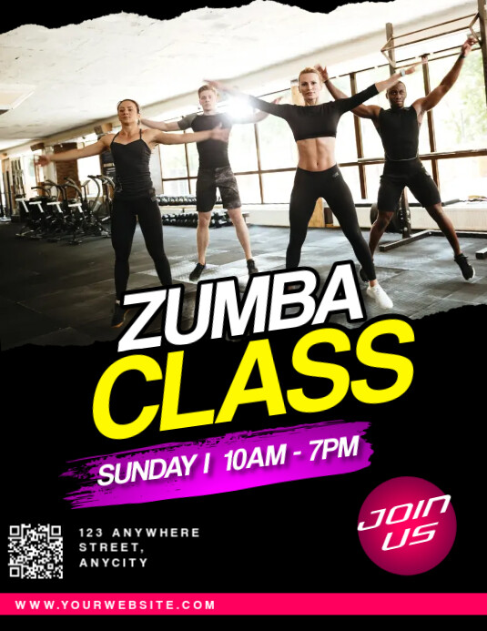 Black 3d Zumba Classes Pamflet (letter As) Template | PosterMyWall