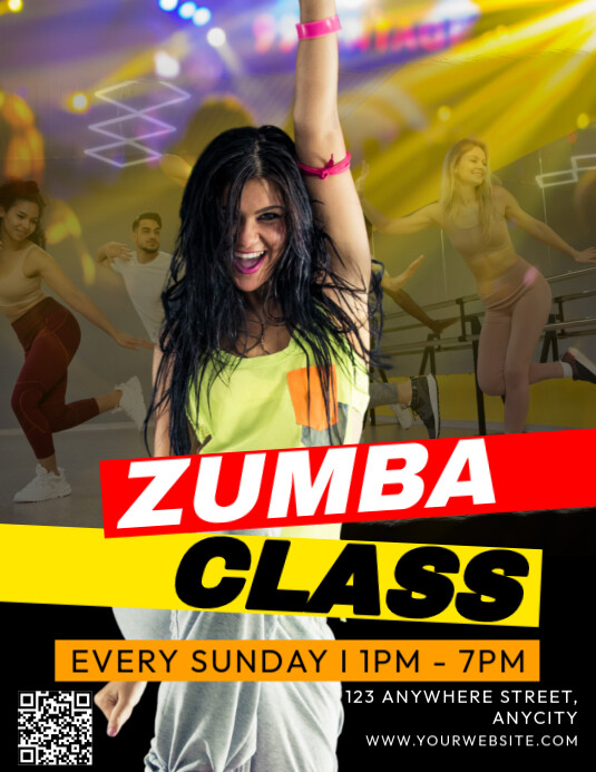 Black 3d Zumba Classes Pamflet (letter As) Template | PosterMyWall