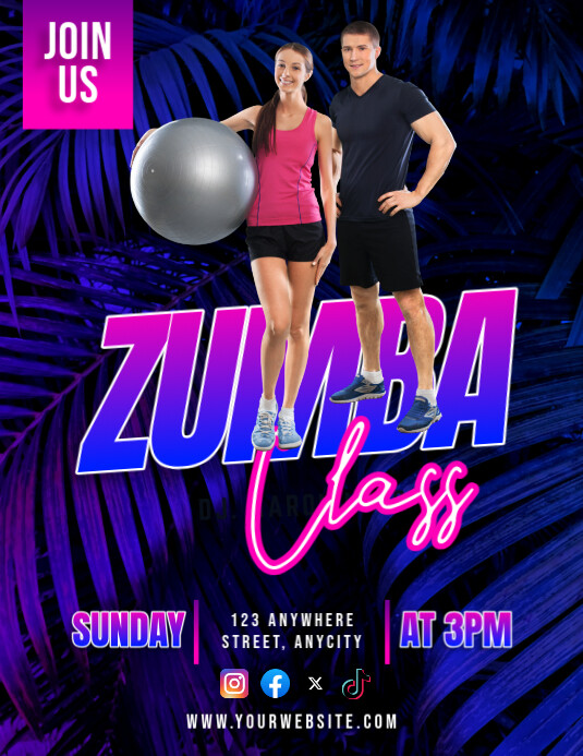 Black 3d Zumba Classes Pamflet (letter As) Template | PosterMyWall