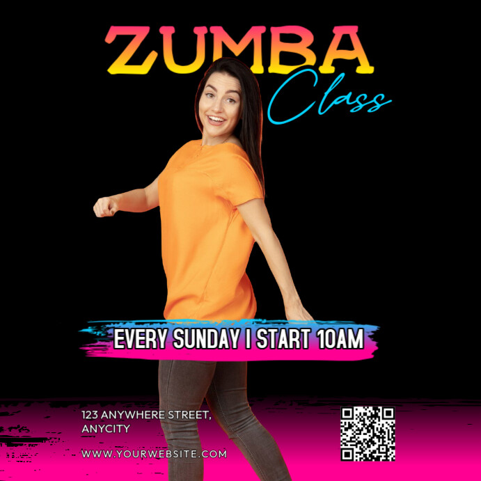 Black 3d Zumba Classes Pos Instagram Template | PosterMyWall