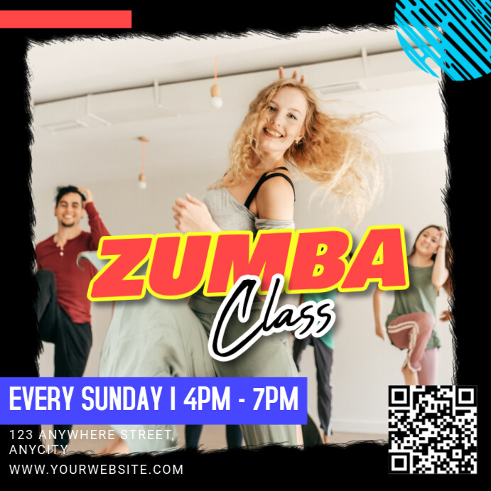 Copy of Black 3d Zumba Classes Pos Instagram | PosterMyWall