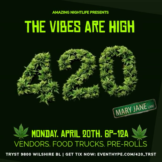 Black 420 cannabis motion flyer instagram post Template | PosterMyWall