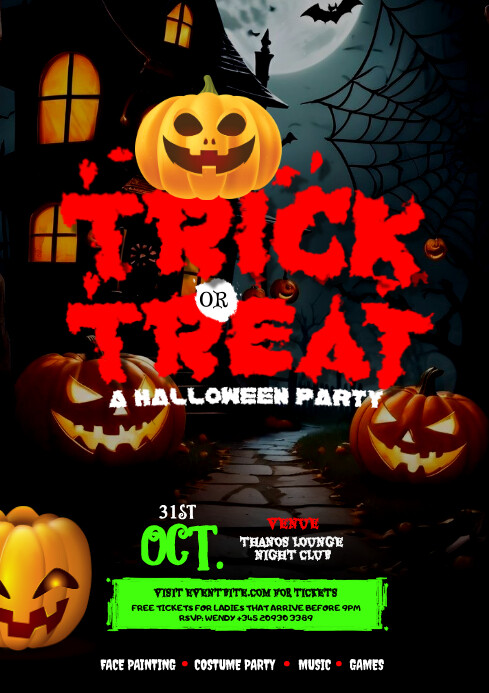Copy of Black A4 Halloween Trick or Treat Flyer | PosterMyWall