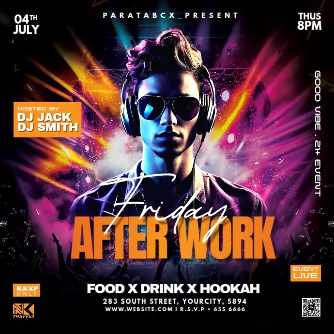 Copy of Black Abstract After Work Party Friday Instag | PosterMyWall