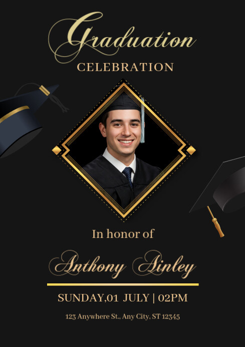 Copy of Black Abstract Black Graduation A4 | PosterMyWall