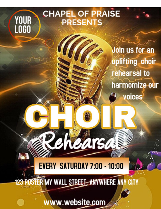 Black Abstract Choir Rehearsal Flyer (us Letter) Template | PosterMyWall