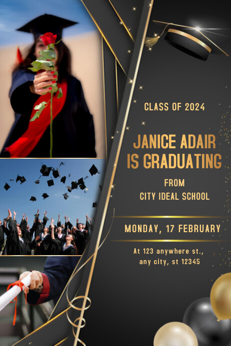Copy of Black Abstract Graduation Banner 4' × 6' | PosterMyWall