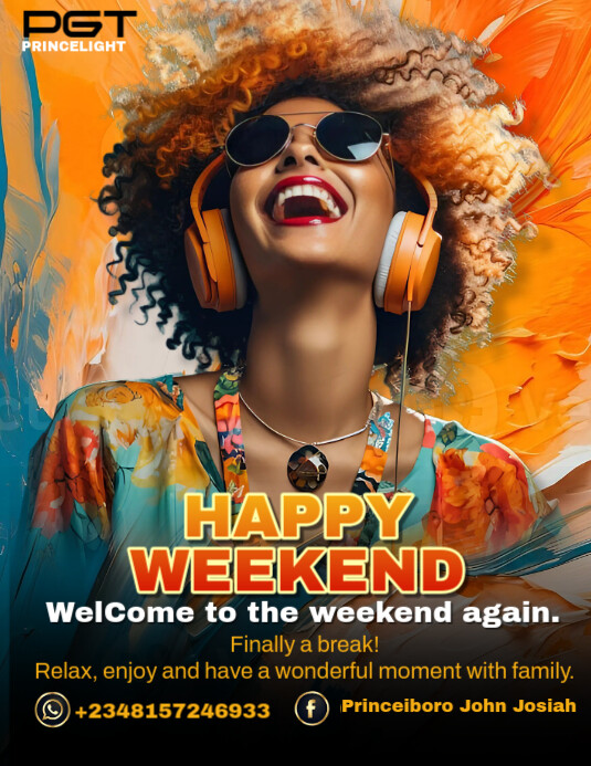 Black Abstract Happy Weekend Flyer (us Letter) Template | PosterMyWall