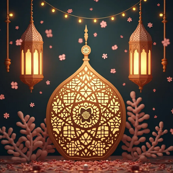 Black Abstract Islamic Ramadan Templates With Lanterns Square (1:1 ...