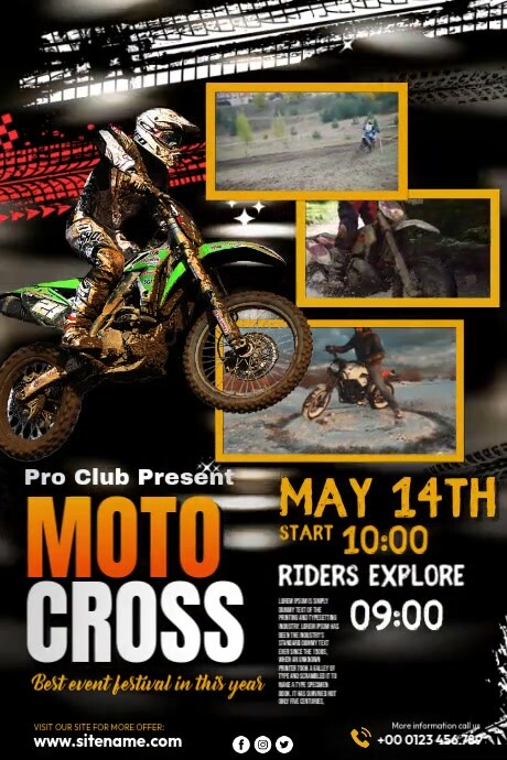 Black Abstract Motorcross Championship Poster Template | PosterMyWall