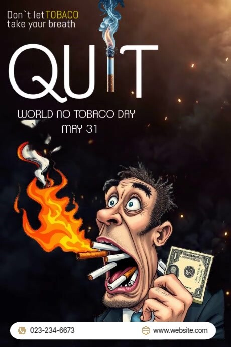 Black Abstract Quit Smoking Poster Templat | PosterMyWall