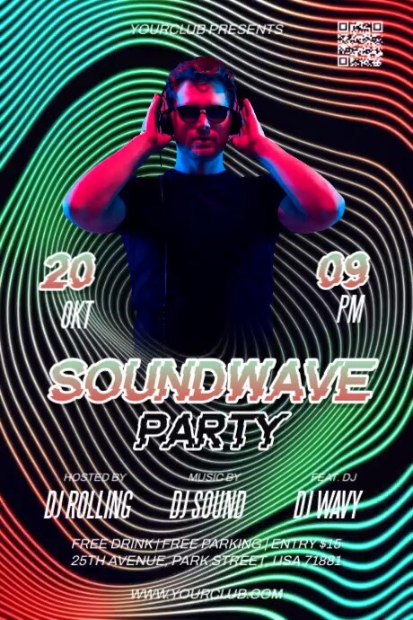 Copy of Black Abstract Soundwave Dj Party Poster Flyer | PosterMyWall