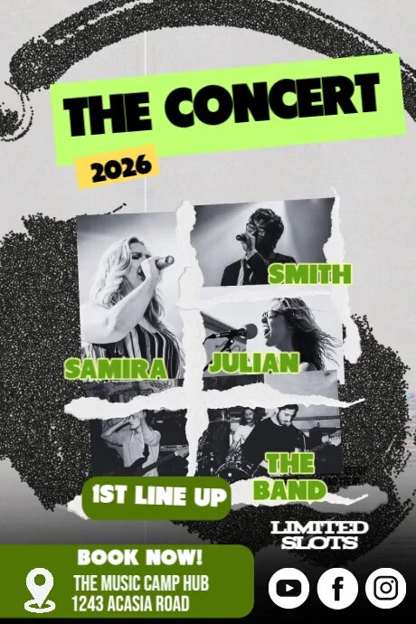 Black Abstract The Concert 2026 Poster Template | PosterMyWall